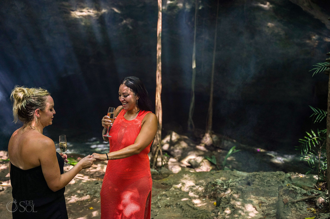 Cenote Proposal Ceremony - Danielle + Jess - Del Sol Photography