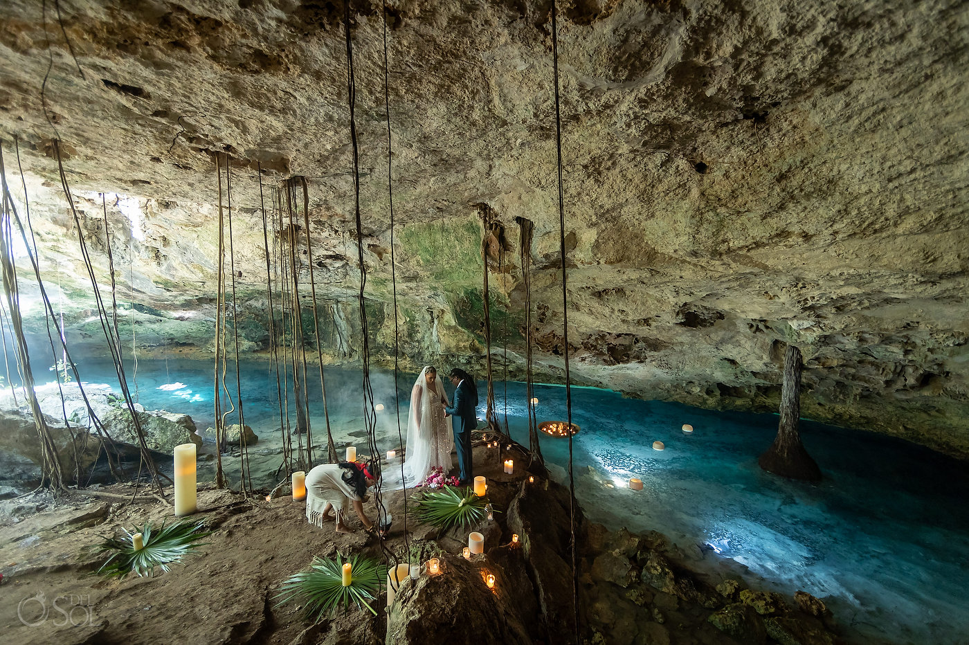 Mayan wedding cenote ceremony - Del Sol Photography
