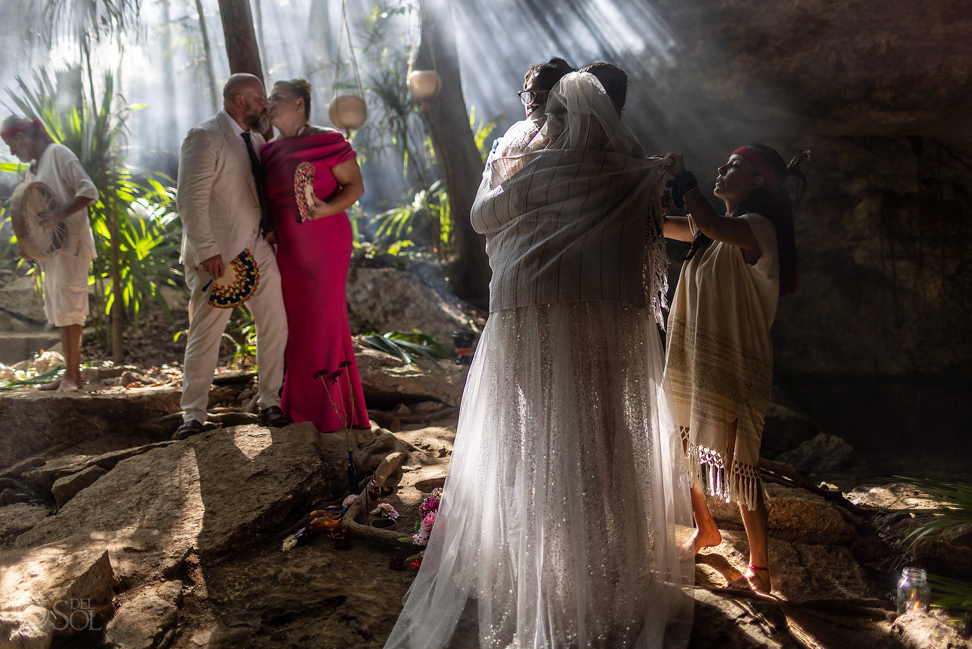 Mayan wedding cenote ceremony - Del Sol Photography