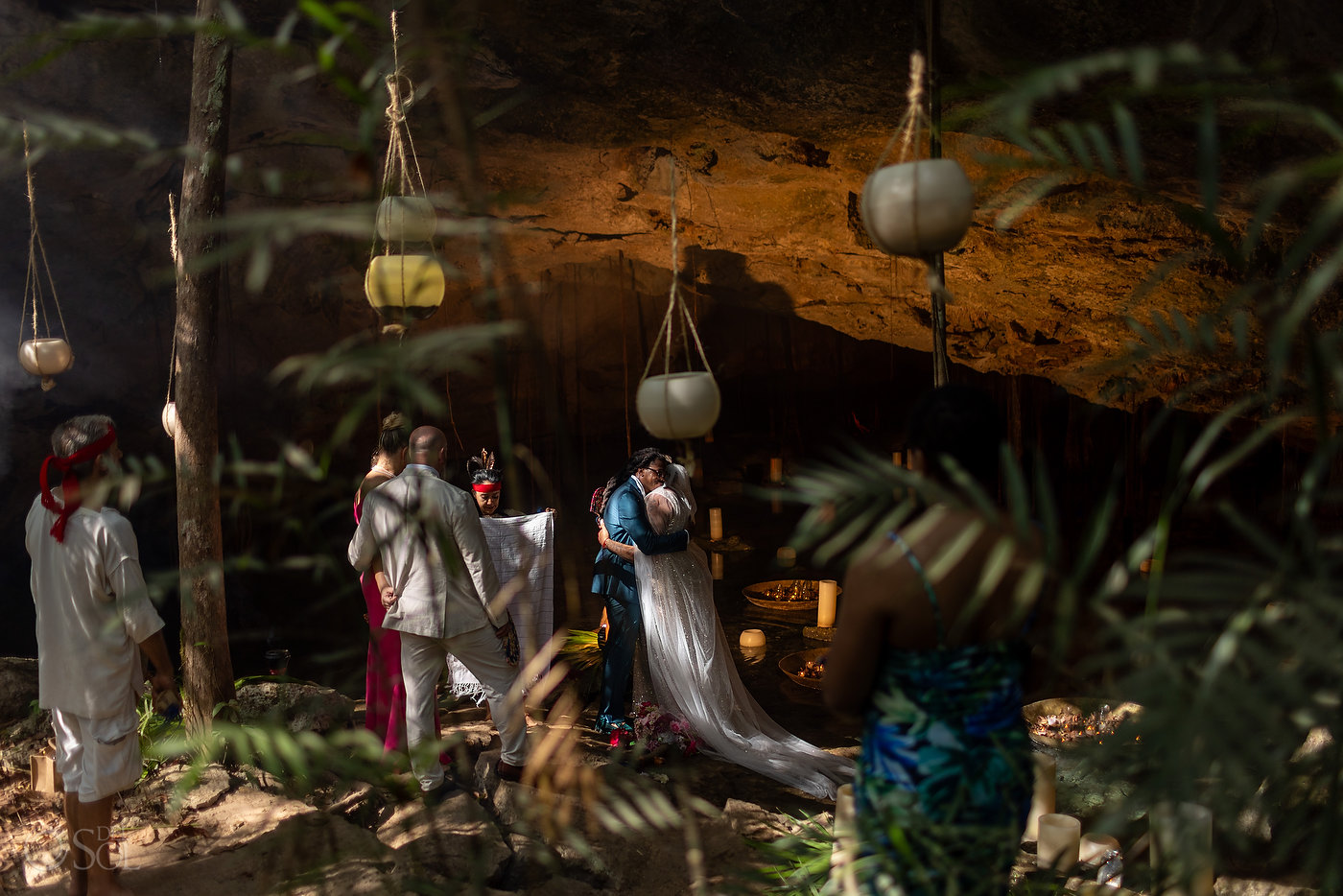 Mayan wedding cenote ceremony - Del Sol Photography